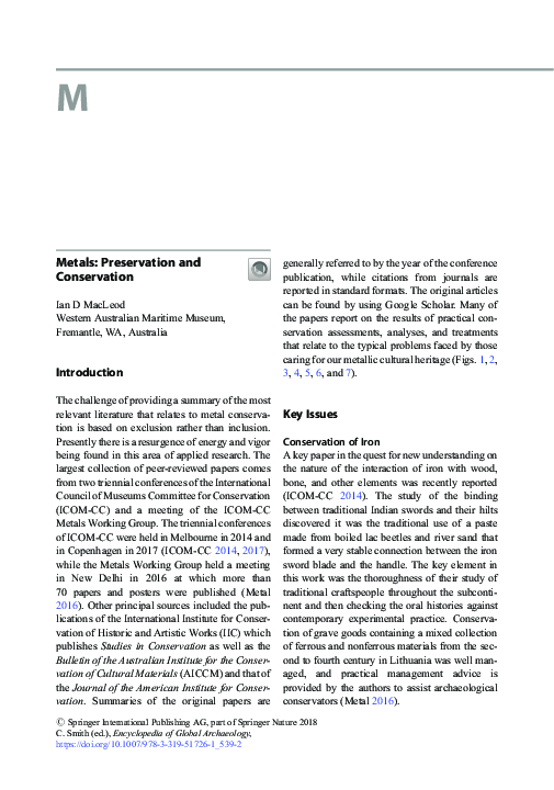 (PDF) Metals: Preservation and Conservation