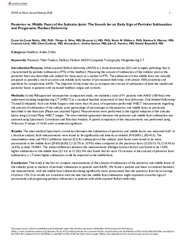 (PDF) Posterior vs. Middle Facet of the Subtalar Joint: The Search for ...