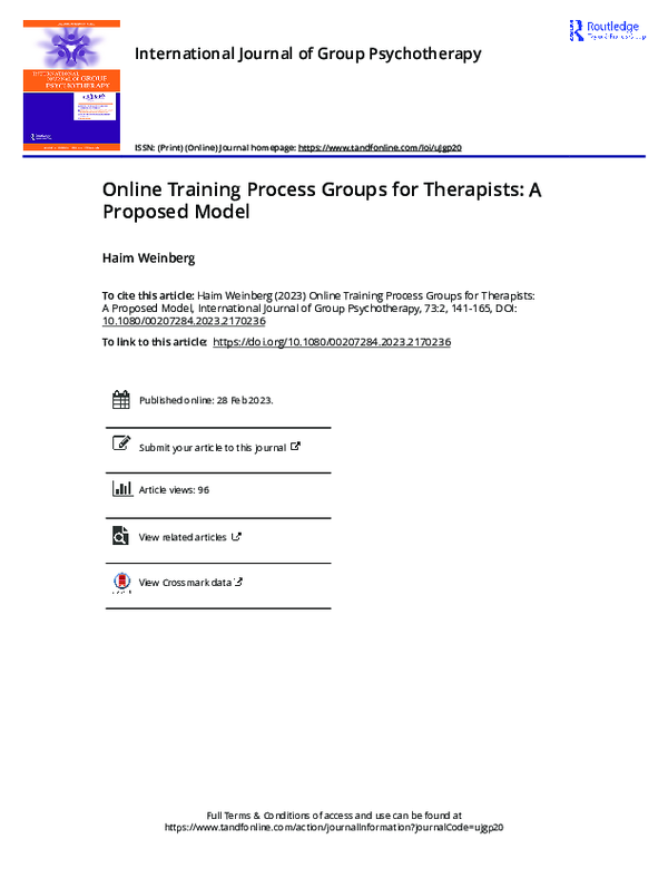 (PDF) Online Training Process Groups for Therapists: A Proposed Model