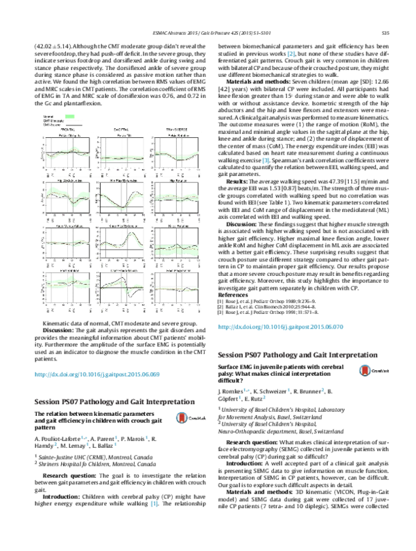 (PDF) The relation between kinematic parameters and gait efficiency in ...