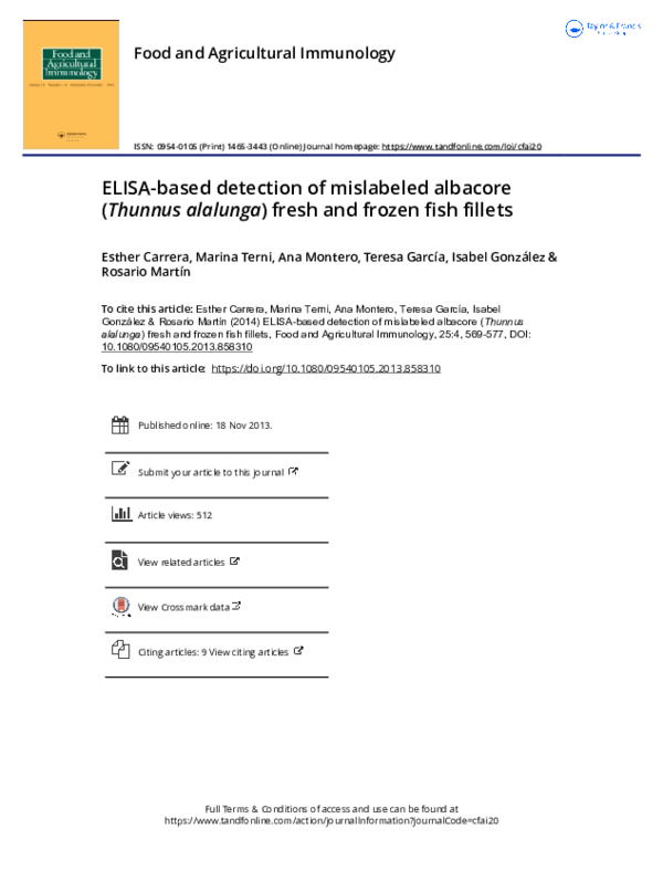 (PDF) ELISA-based detection of mislabeled albacore (Thunnus alalunga ...