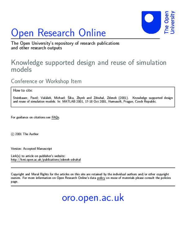 (PDF) Knowledge supported design and reuse of simulation models