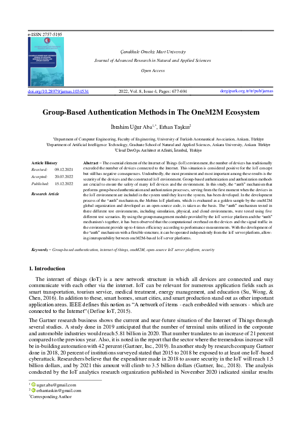 (PDF) Group-Based Authentication Methods in The OneM2M Ecosystem