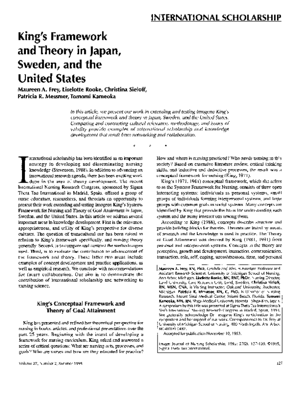 (PDF) King's Framework and Theory in Japan, Sweden, and the
