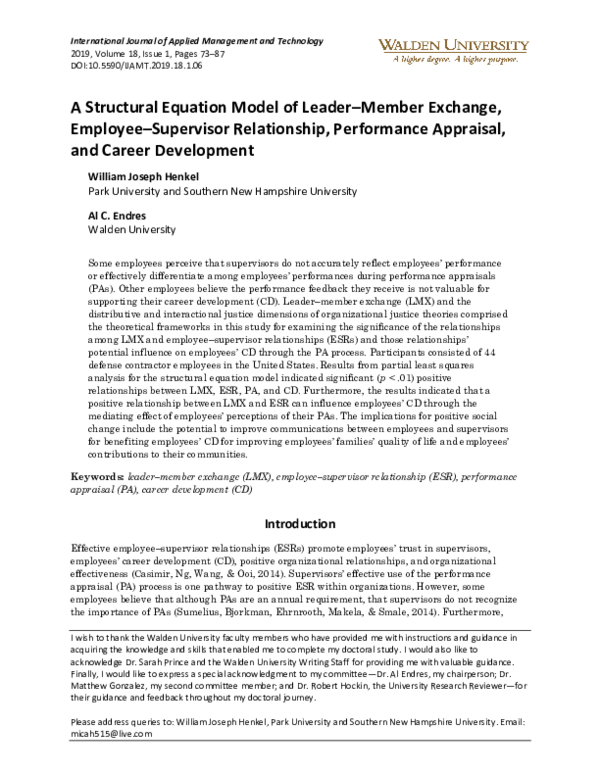 (PDF) A Structural Equation Model of Leader–Member Exchange, Employee ...