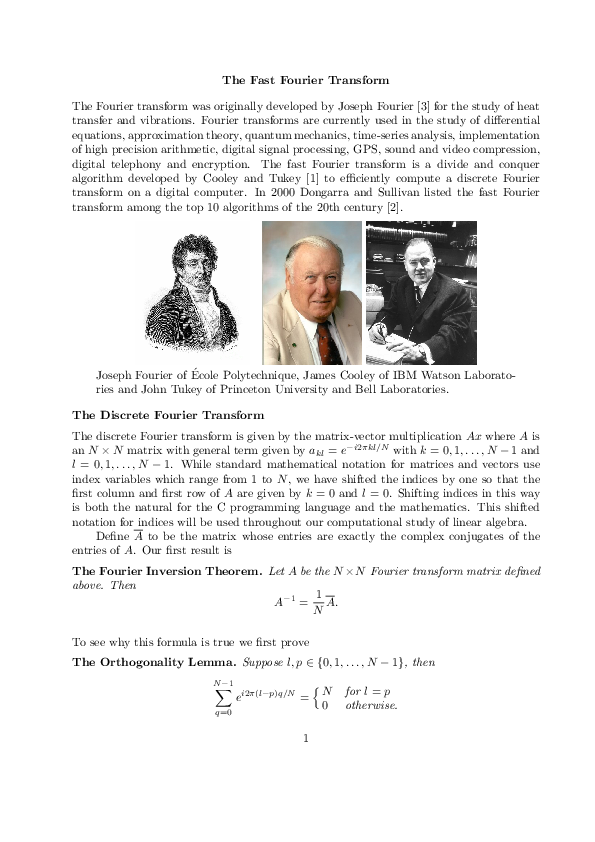 (PDF) The Fast Fourier Transform