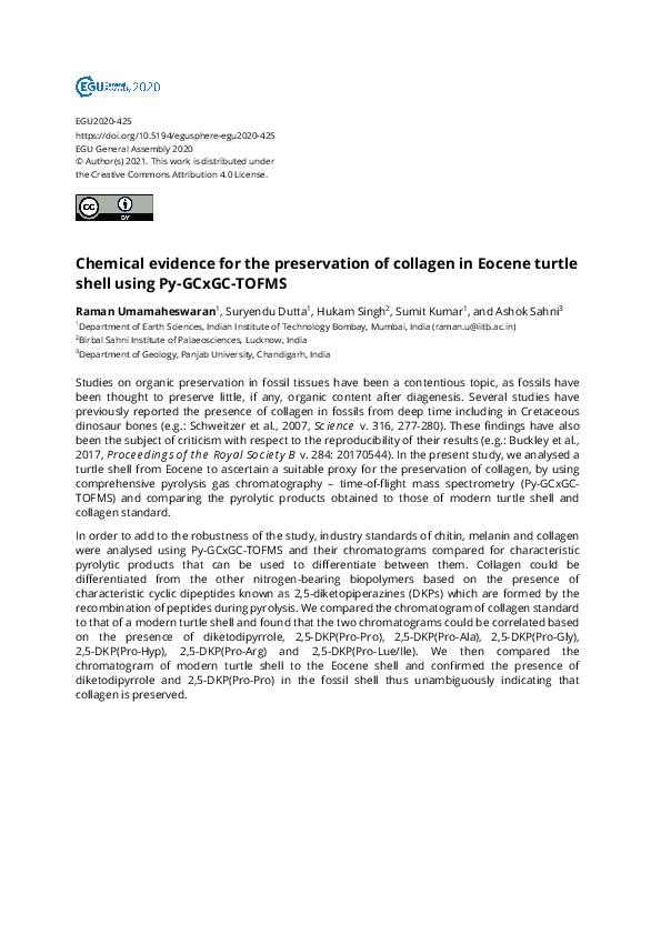 (PDF) Chemical evidence for the preservation of collagen in Eocene ...