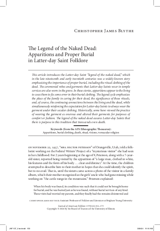 (PDF) The Legend of the Naked Dead: Apparitions and Proper Burial in ...