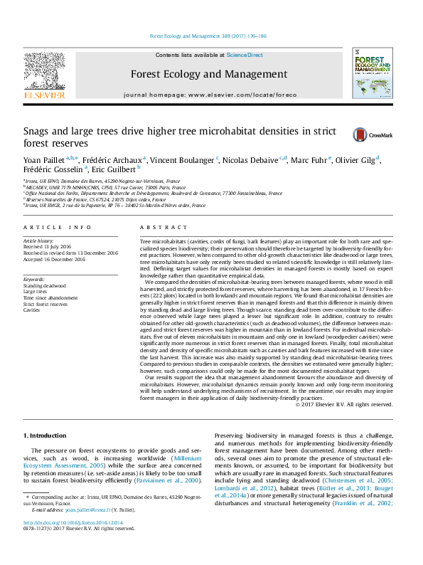 (PDF) Snags and large trees drive higher tree microhabitat densities in ...