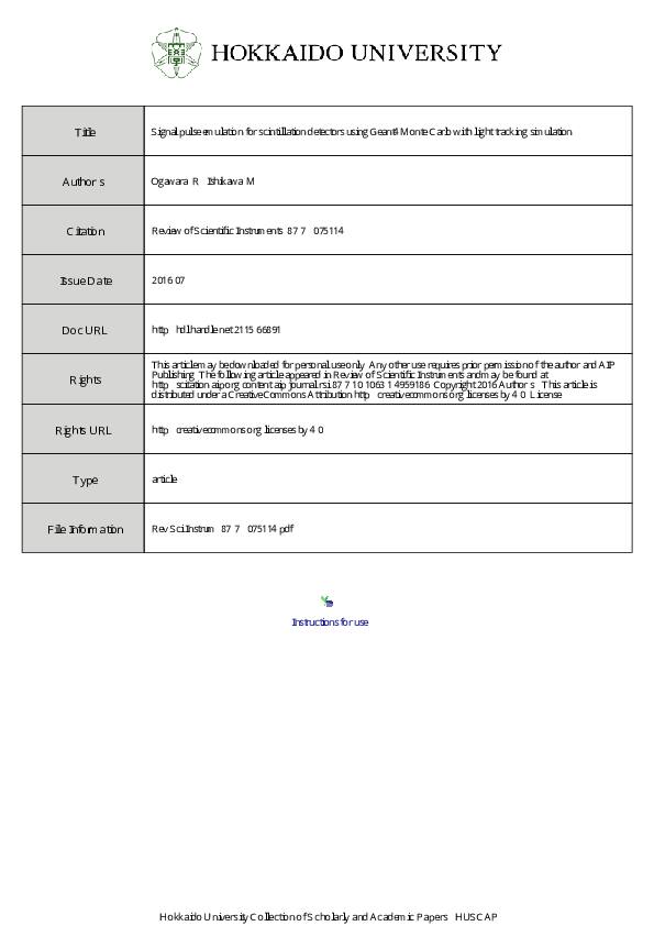 Pdf Signal Pulse Emulation For Scintillation Detectors Using Geant4 Monte Carlo With Light