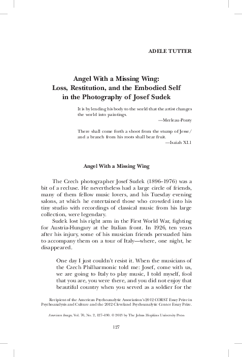 (PDF) Angel With a Missing Wing: Loss, Restitution, and the Embodied ...