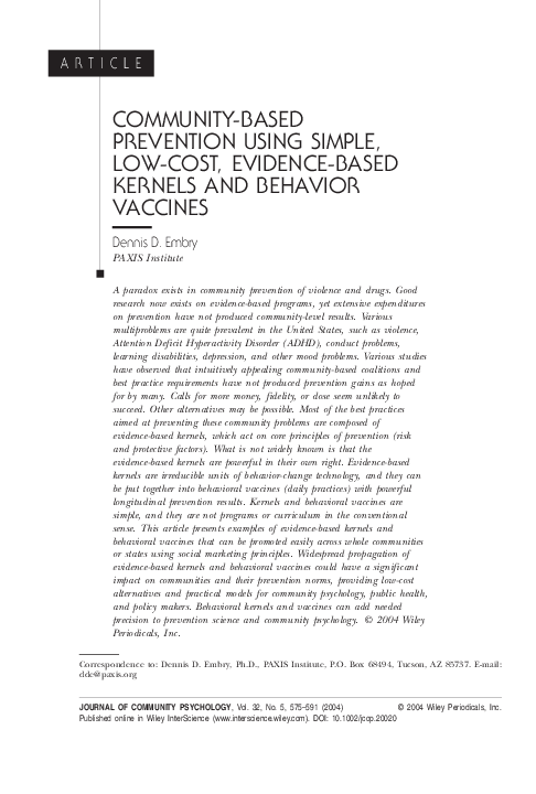 (PDF) Community-based prevention using simple, low-cost, evidence-based ...