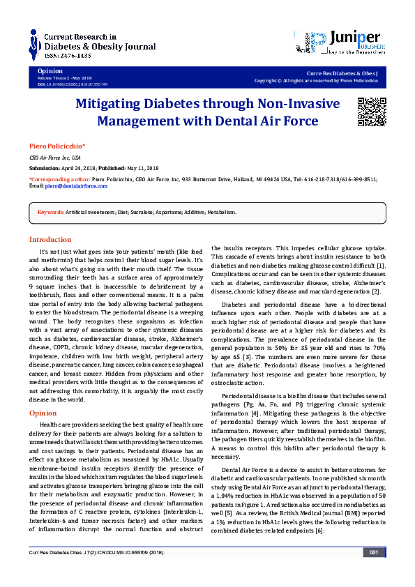 (PDF) Non-Invasive Diabetes Management via Dental Air