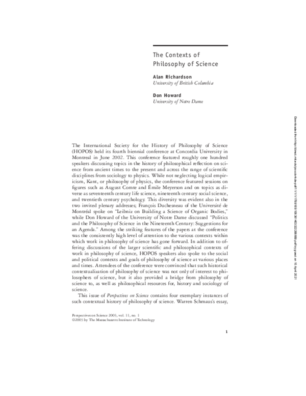 (PDF) The Contexts of Philosophy of Science