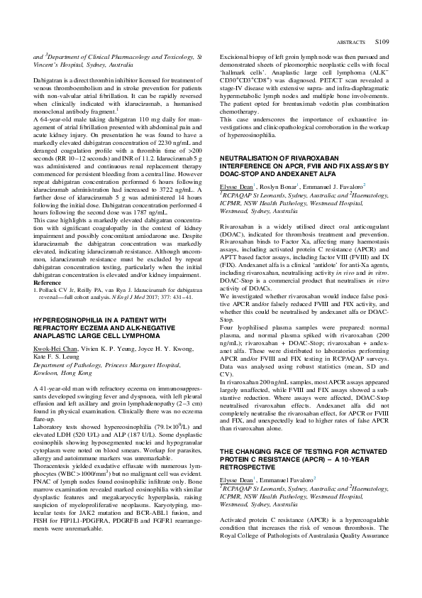 (PDF) Neutralisation of rivaroxaban interference on APCR, FVIII and FIX ...