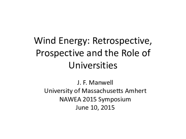 (PDF) Wind Energy: Retrospective, Prospective and the Role of Universities