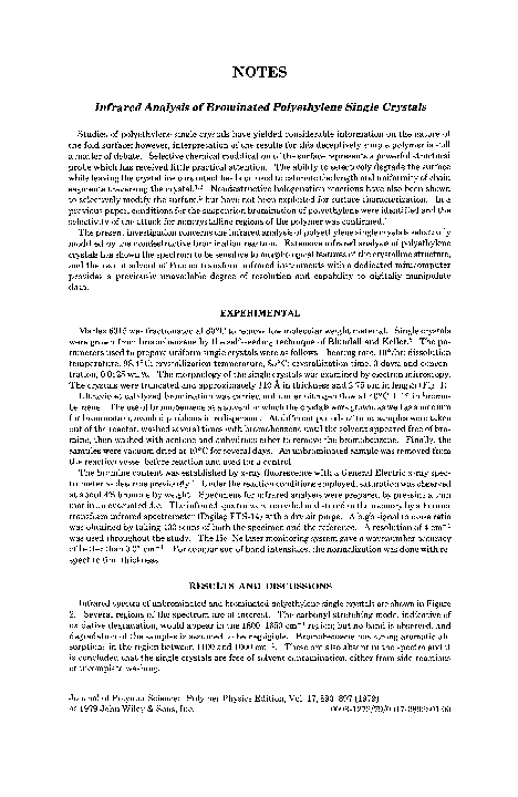 (PDF) Infrared analysis of brominated polyethylene single crystals