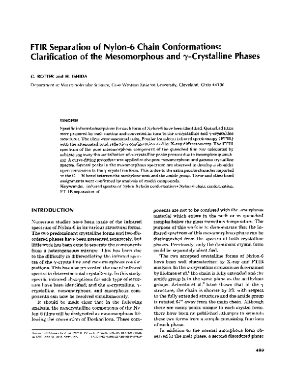 (PDF) FTIR separation of nylon‐6 chain conformations: Clarification of ...