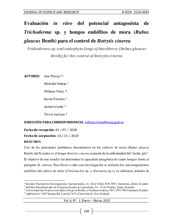 (PDF) Evaluación in vitro del potencial antagonista de Trichoderma sp. y hongos endófitos de ...