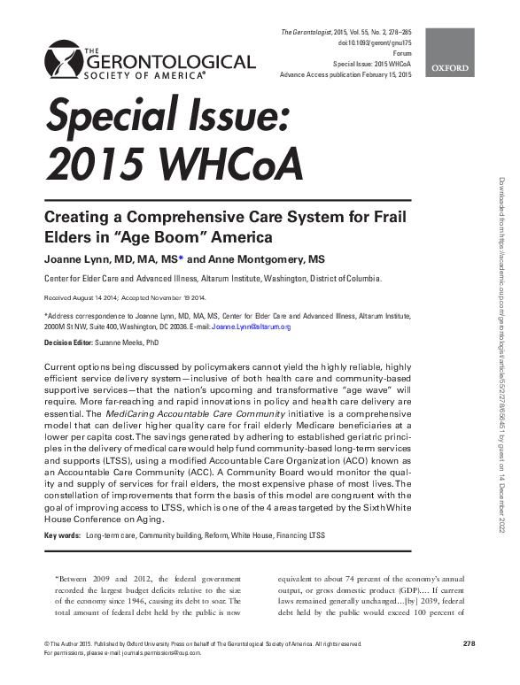 (PDF) Creating a Comprehensive Care System for Frail Elders in “Age ...