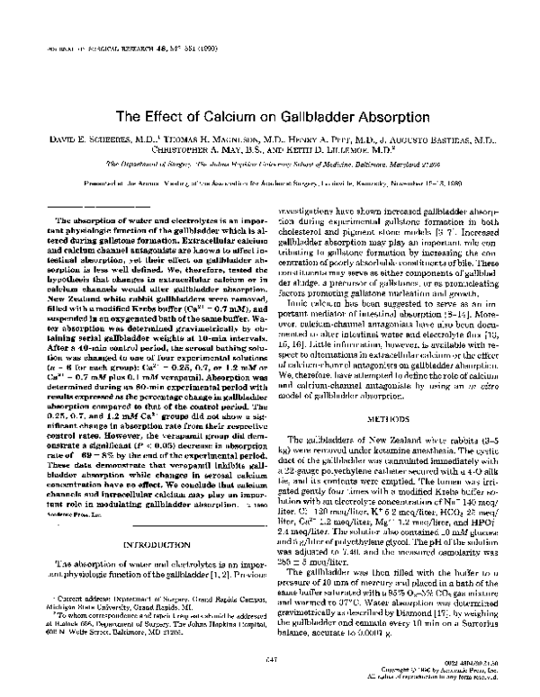 (PDF) The effect of calcium on gallbladder absorption