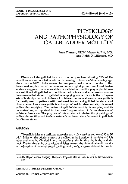 (PDF) Physiology and Pathophysiology of Gallbladder Motility