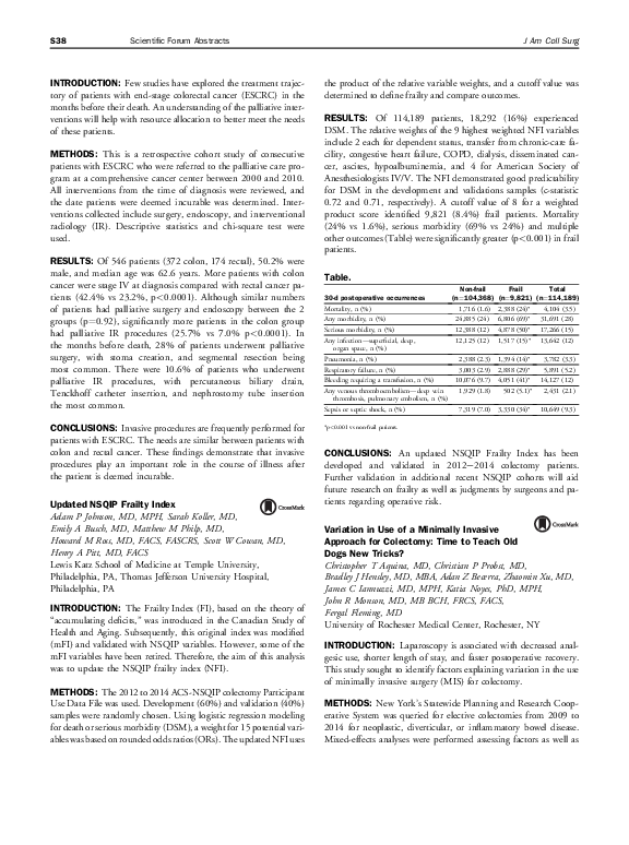 (PDF) Updated NSQIP Frailty Index