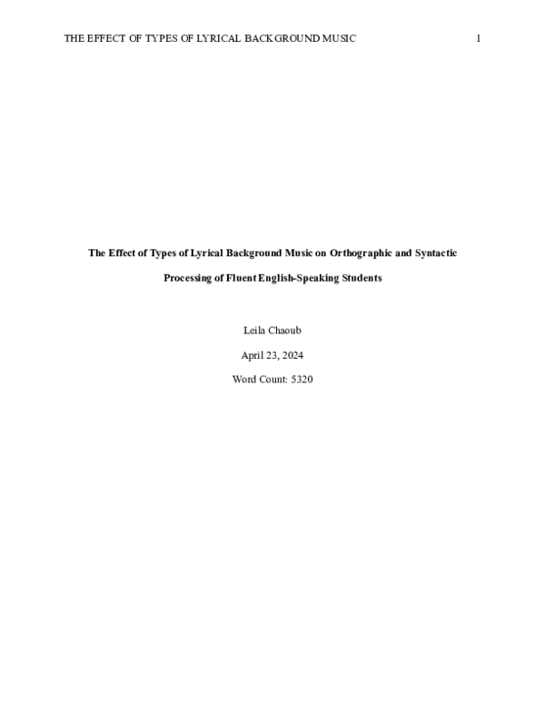 (PDF) The Effect of Types of Lyrical Background Music on Orthographic and Syntactic Processing ...