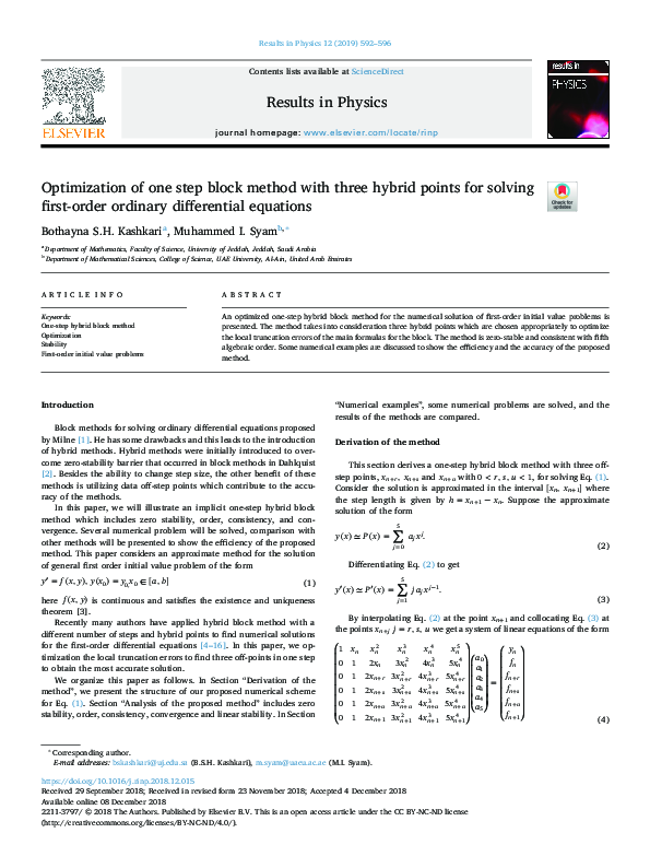 (PDF) Optimization of one step block method with three hybrid points ...