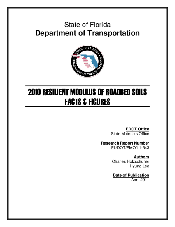 (PDF) 2010 Resilient Modulus of Roadbed Soils Facts & Figures