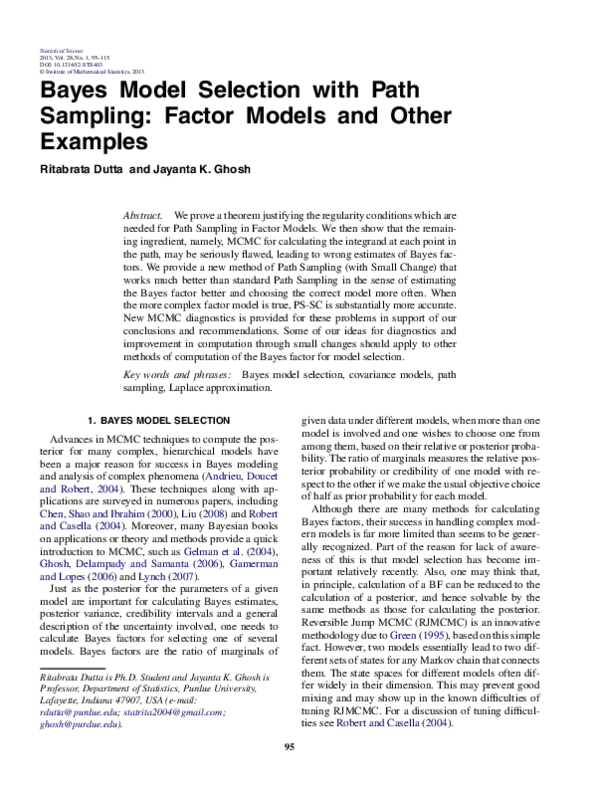 (PDF) Bayes Model Selection with Path Sampling: Factor Models and Other ...
