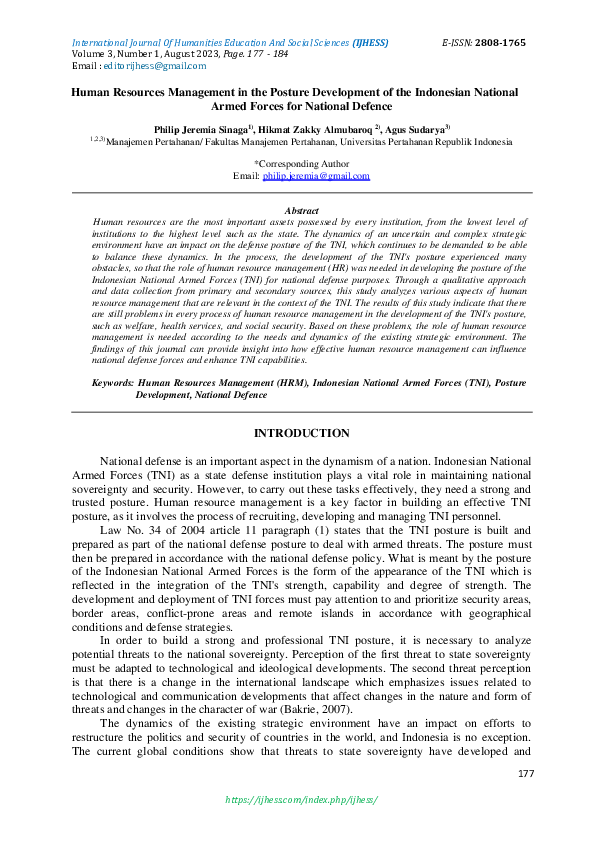 (PDF) Human Resources Management in the Posture Development of the Indonesian National Armed ...