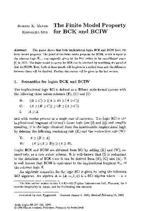 (PDF) The finite model property for BCK and BCIW | Hiroakira Ono - Academia.edu