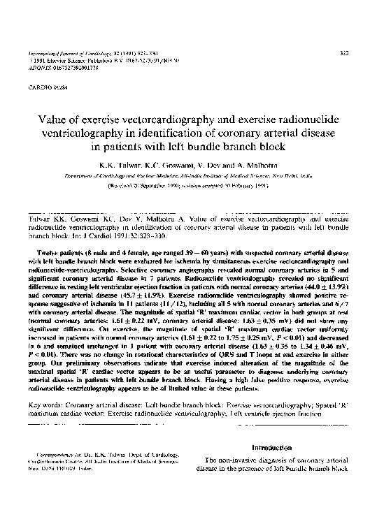 (PDF) Value of exercise vectorcardiography and exercise radionuclide ...
