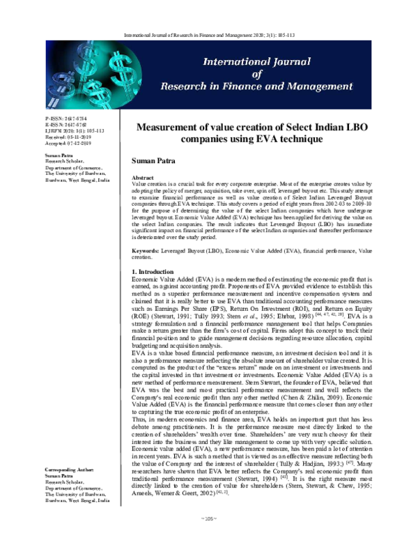 (PDF) Measurement of value creation of Select Indian LBO companies ...