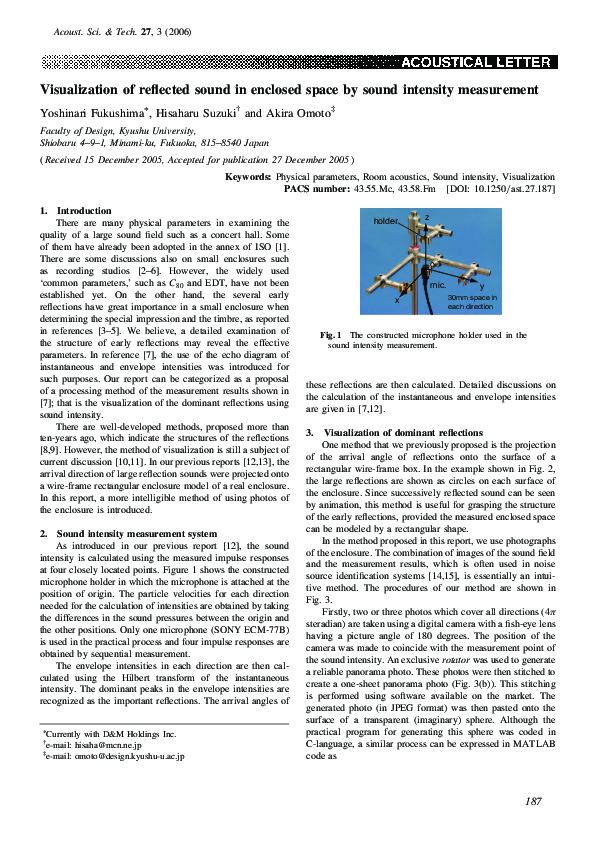 (PDF) Visualization of reflected sound in enclosed space by sound ...