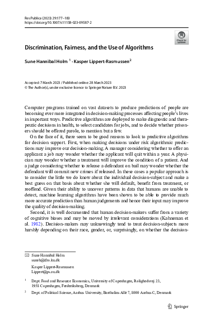 (PDF) Discrimination, Fairness, and the Use of Algorithms
