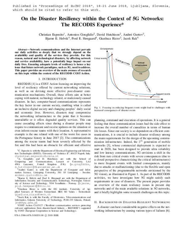 (PDF) On the Disaster Resiliency within the Context of 5G Networks: The ...