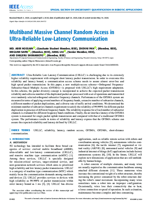(PDF) Multiband Massive Channel Random Access in Ultra-Reliable Low-Latency Communication
