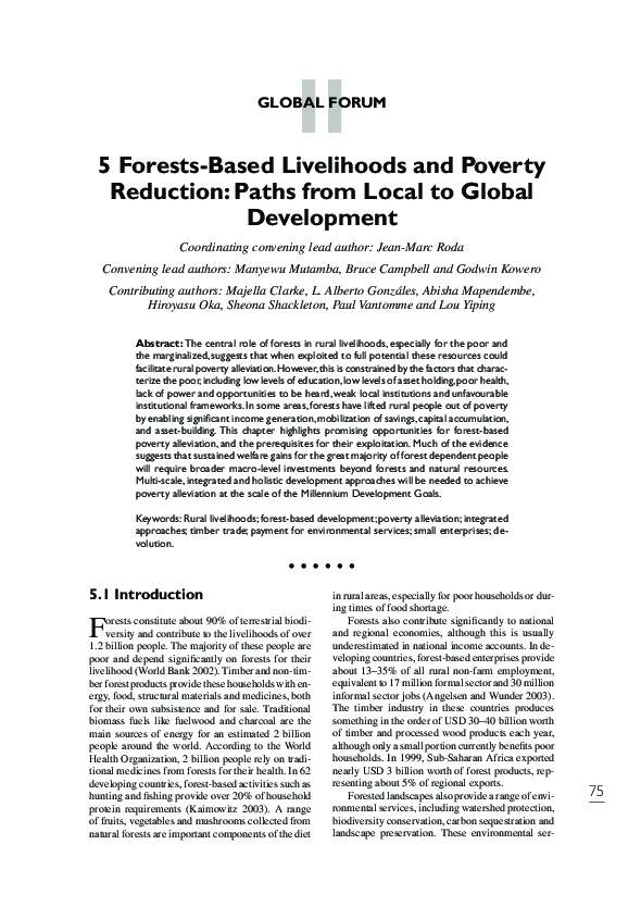 (PDF) Forests-based livelihoods and poverty reduction: paths from local ...