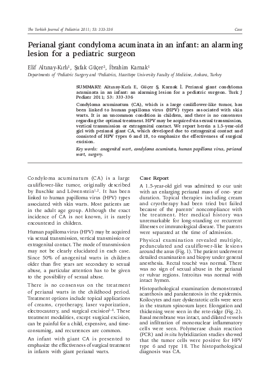 (PDF) Perianal giant condyloma acuminata in an infant: an alarming ...