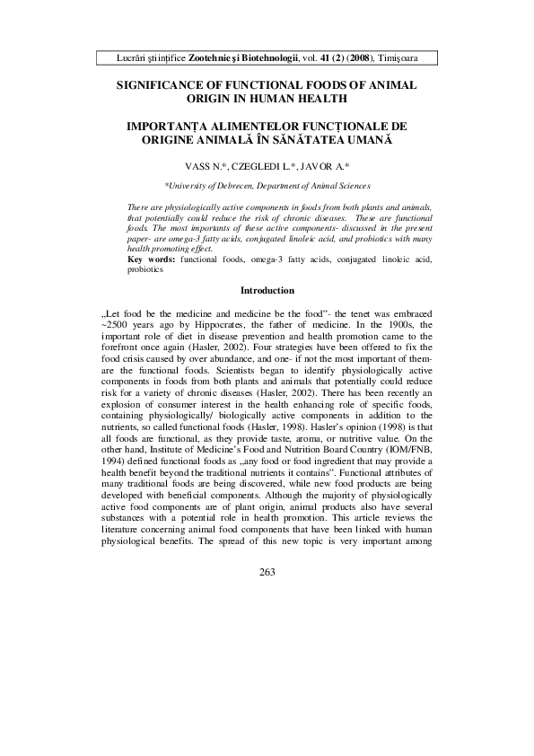 (PDF) Significance of Functional Foods of Animal Origin in Human Health