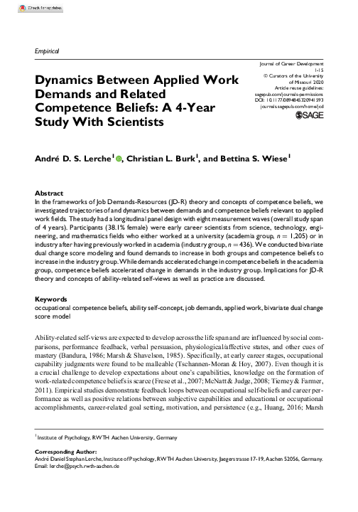 (PDF) Dynamics Between Applied Work Demands and Related Competence ...