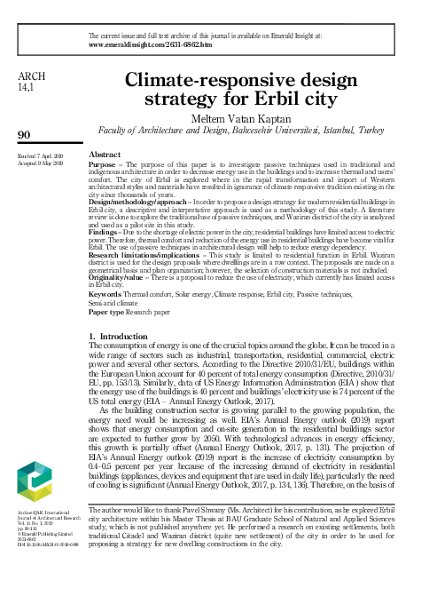 (PDF) Climate-responsive design strategy for Erbil city