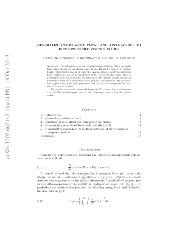(PDF) Generalized Navier-Stokes flows and applications to incompressible viscous fluids ...