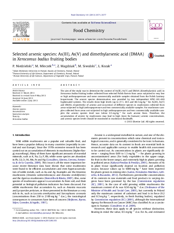 (PDF) Selected arsenic species: As(III), As(V) and dimethylarsenic acid ...