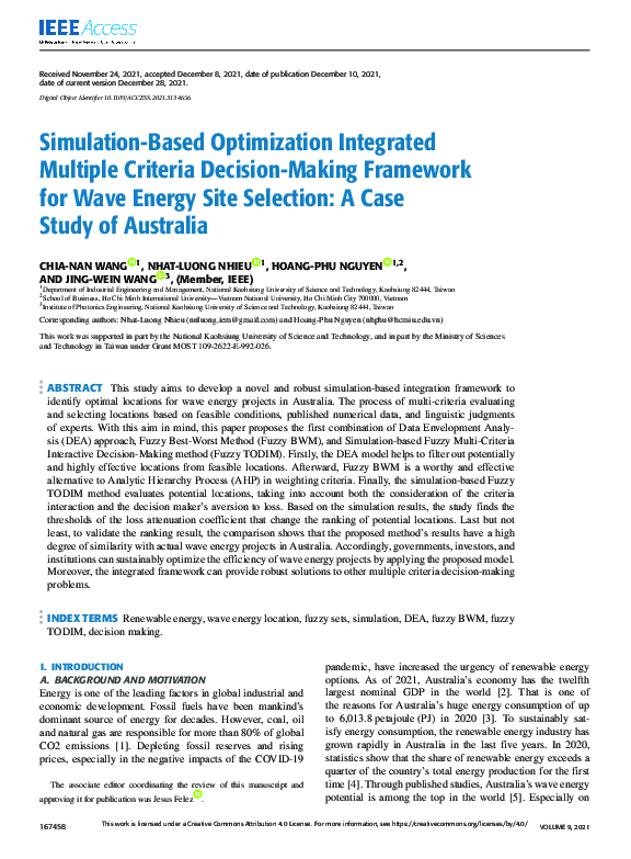(PDF) Simulation-Based Optimization Integrated Multiple Criteria Decision-Making Framework for ...