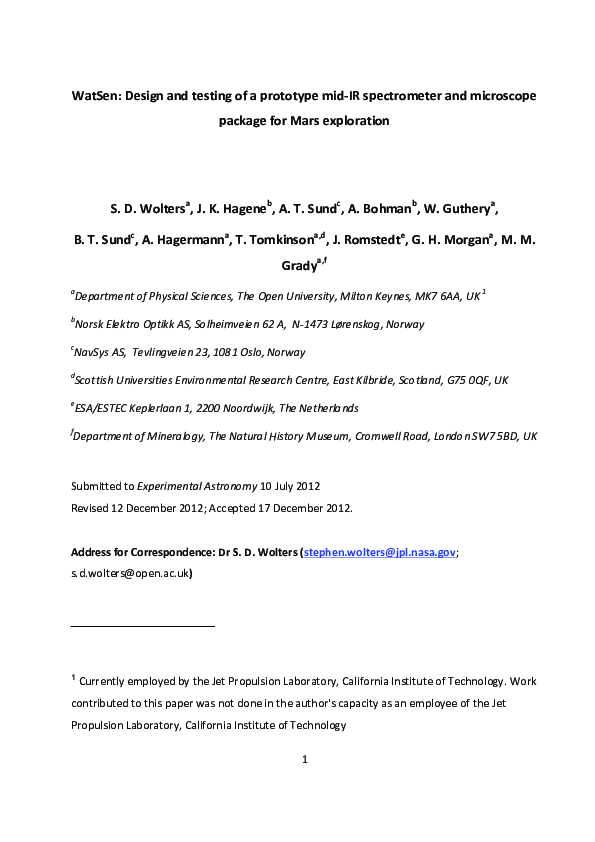 (PDF) WatSen: design and testing of a prototype mid-IR spectrometer and ...