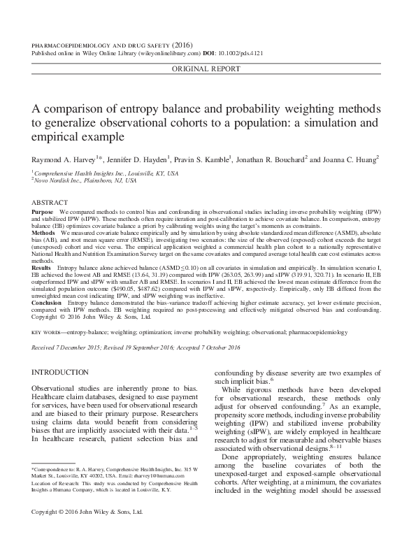 (PDF) A comparison of entropy balance and probability weighting methods ...