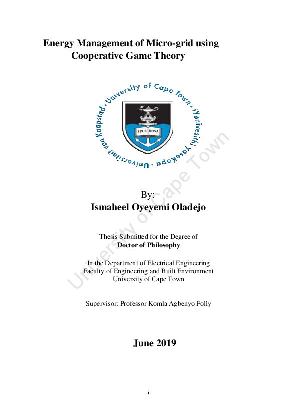 (PDF) Energy management of micro-grid using cooperative game theory